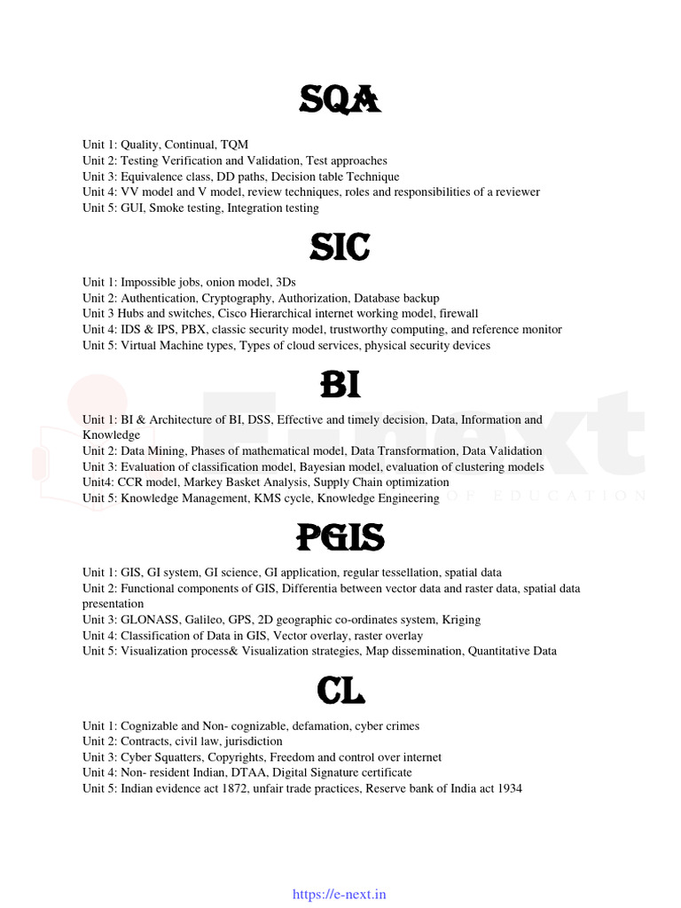 Important Topics For Bsc It Sem 6 E Next In Pdf