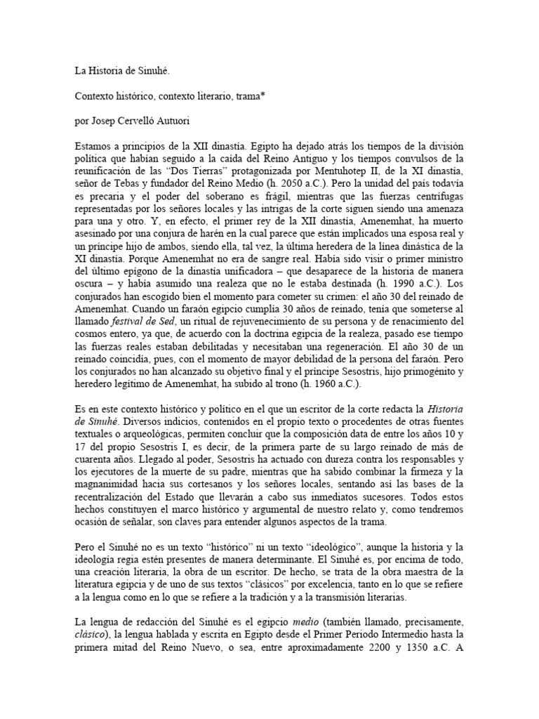 Historia de Sinhue | PDF | Antiguo Egipto