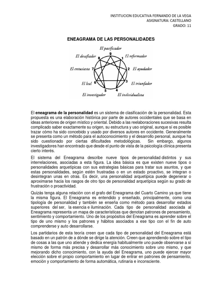 Eneagrama: Tipos de Personalidad y Características | PDF | Eneagrama de ...