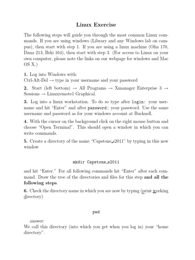 Linux Exercise | PDF | Computer File | Login