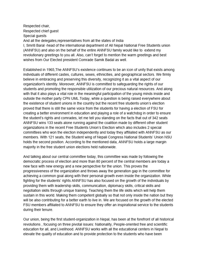 Smriti Speech Final | PDF