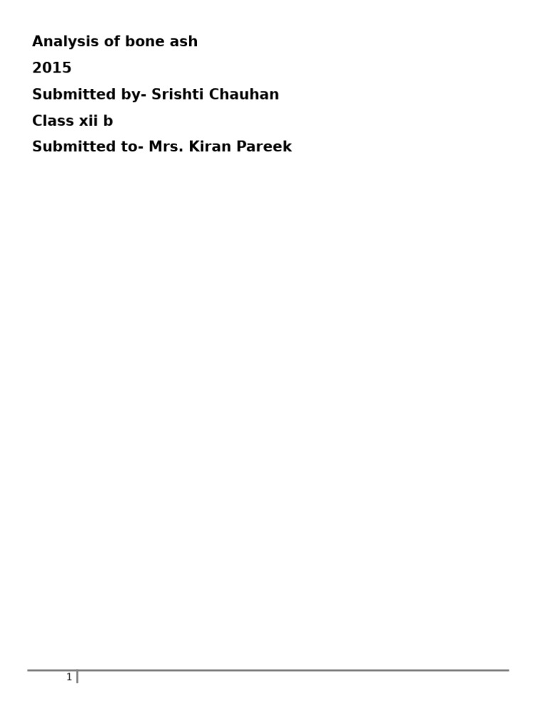 Bone Ash Chemical Analysis Report | PDF | Ammonium | Precipitation ...