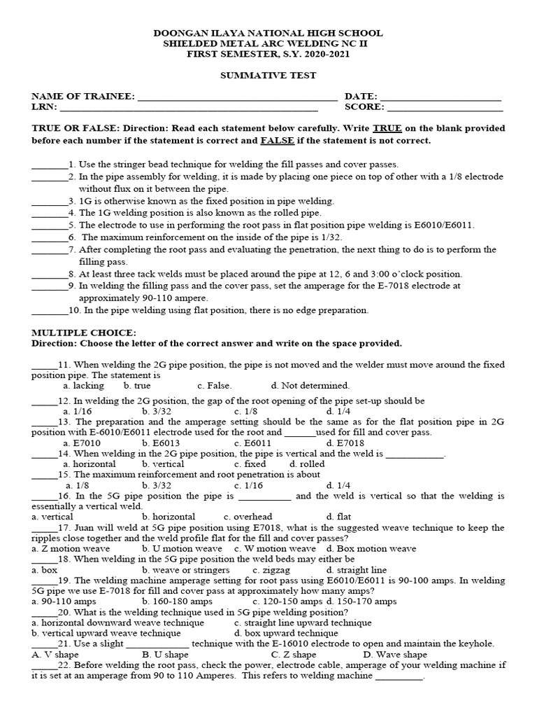 2nd Quarter Summative SMAW NC2 | PDF | Welding | Construction