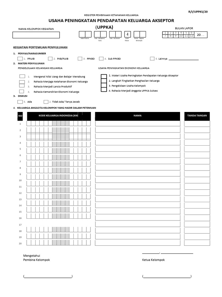 Formulir R I UPPKS 20 | PDF