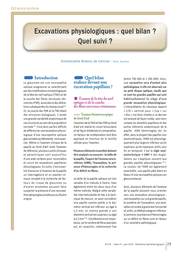Excavations Physiologiques Quel Bilan Quel Suivi - Original | PDF ...