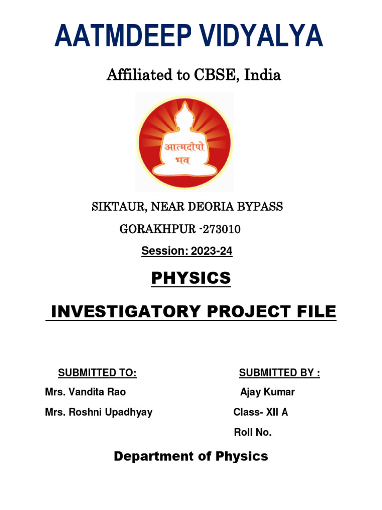 Ajay Physics - Front - Page (1) Project | PDF