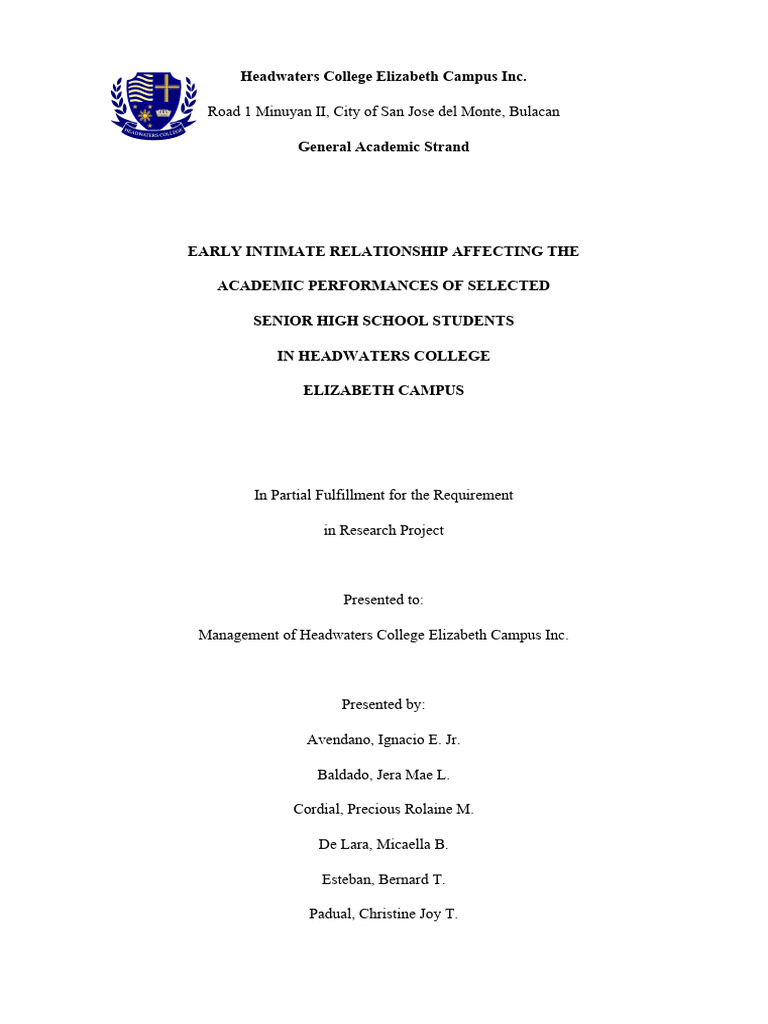 Early Intimate Relationship Affecting The Academic Performances of ...
