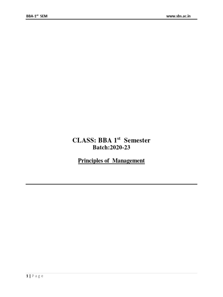 Principles of Management BBA 1st PPM BCA FINAL Updated | PDF | Sole Proprietorship | Partnership