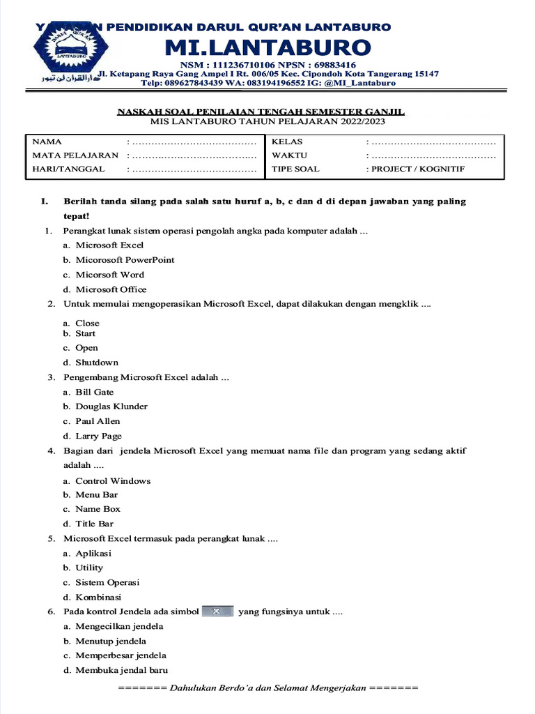 PDF Soal Tik Kelas 5 - Compress | PDF