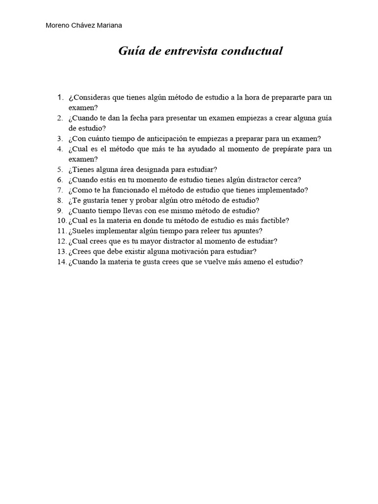 Guía de Entrevista Conductual | PDF