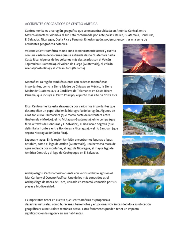Accidentes Geograficos de Centro America | PDF