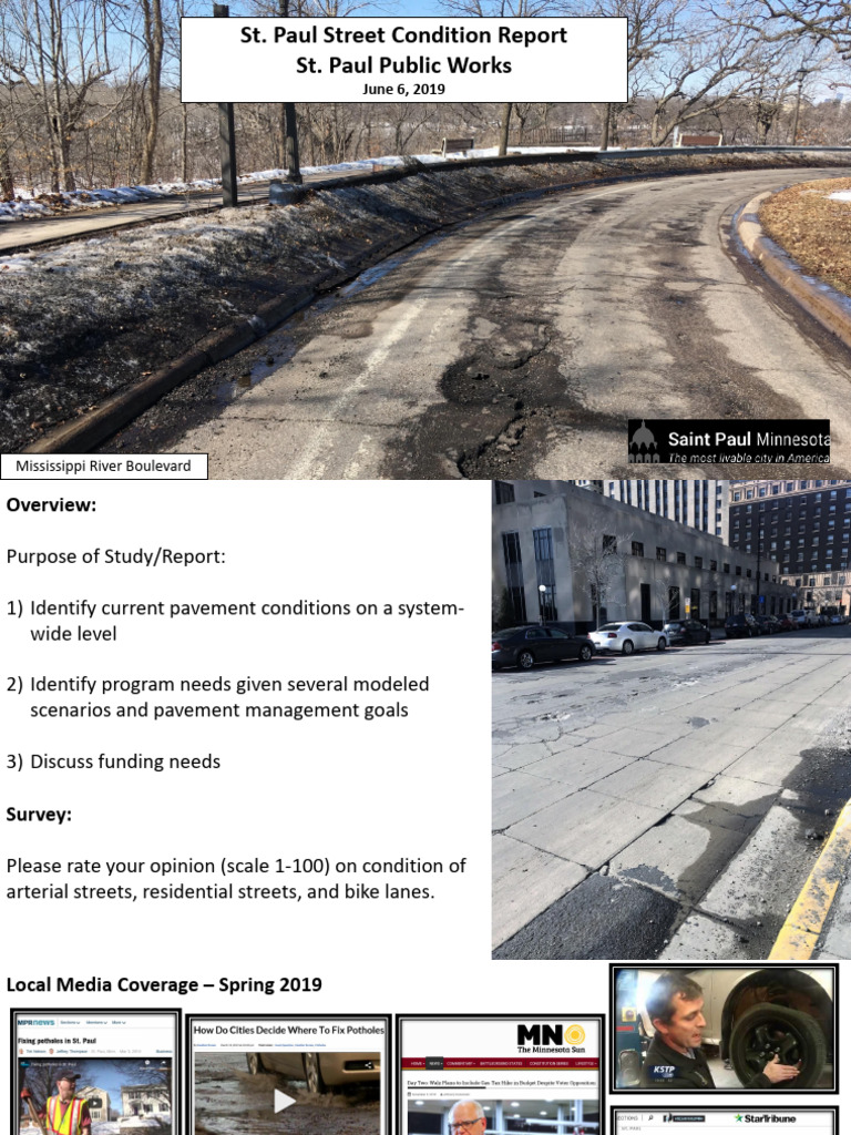 ST Paul Street Condition Report - Public Works | PDF | Road | Sidewalk