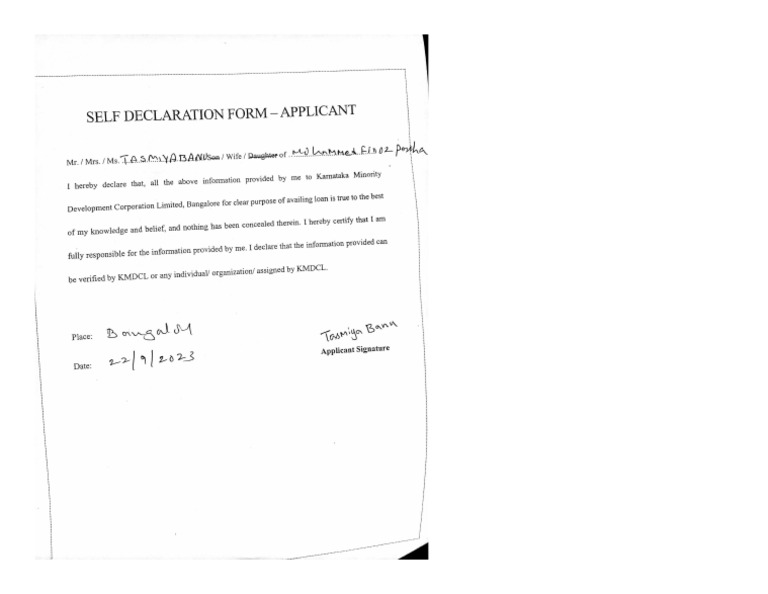 Self Declaration | PDF