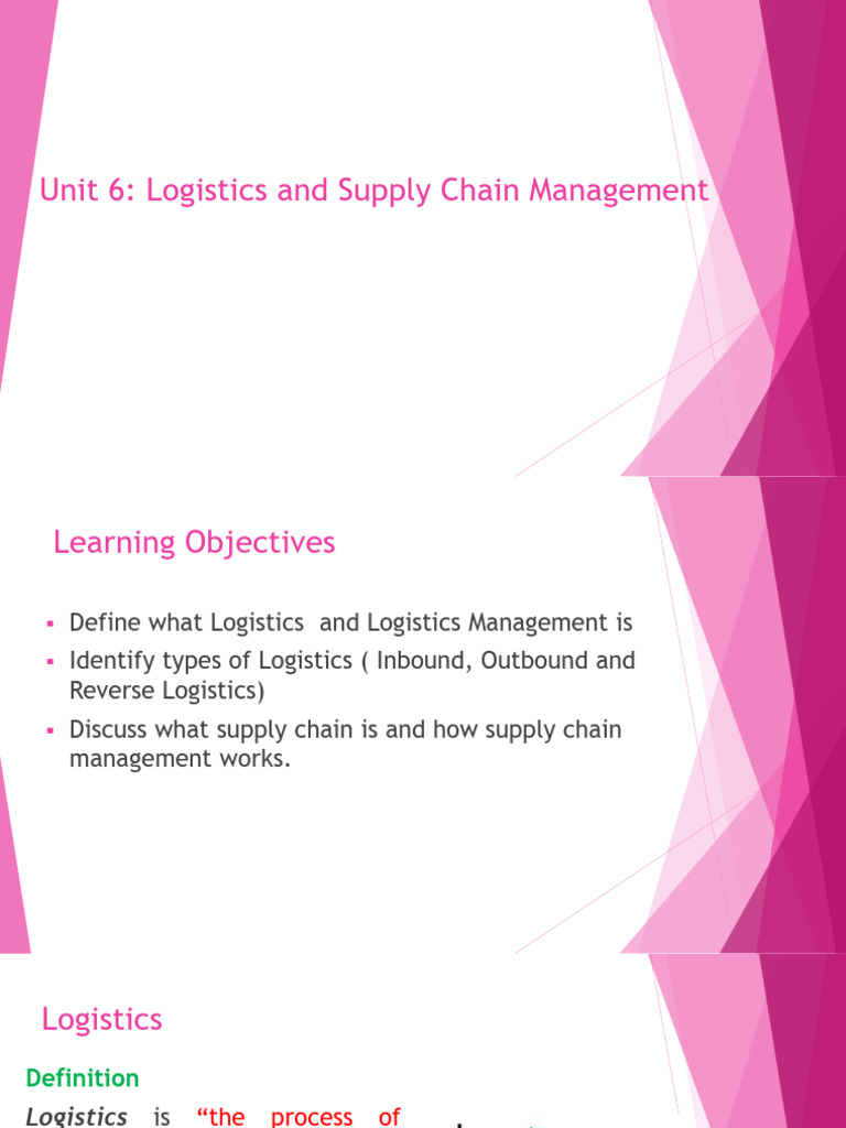 Unit 6 - Logistics & Supply Chain Management - To Sts | PDF | Logistics ...