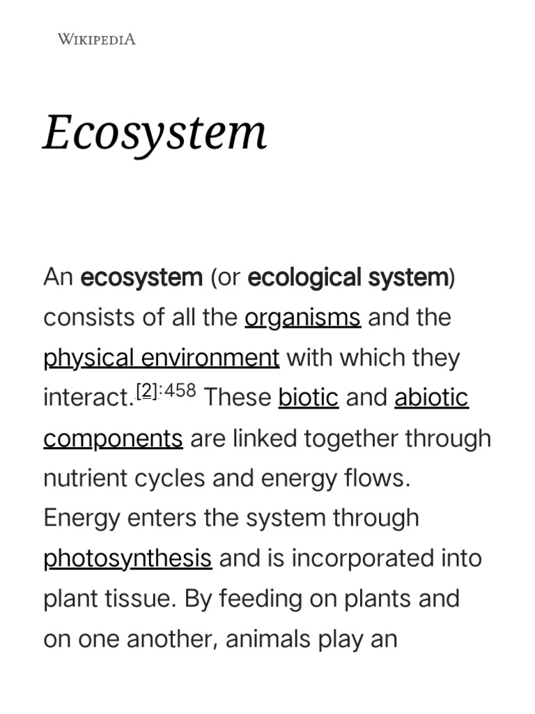Ecosystem - Wikipedia | PDF | Ecosystem | Natural Environment