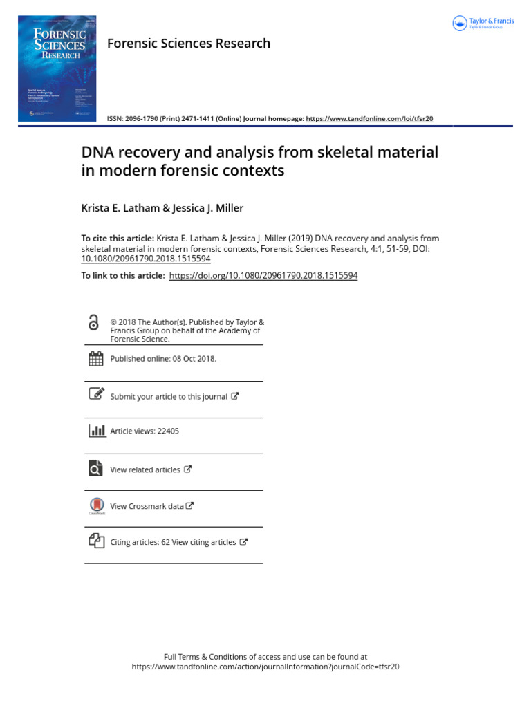 DNA Recovery and Analysis From Skeletal Material in Modern Forensic ...