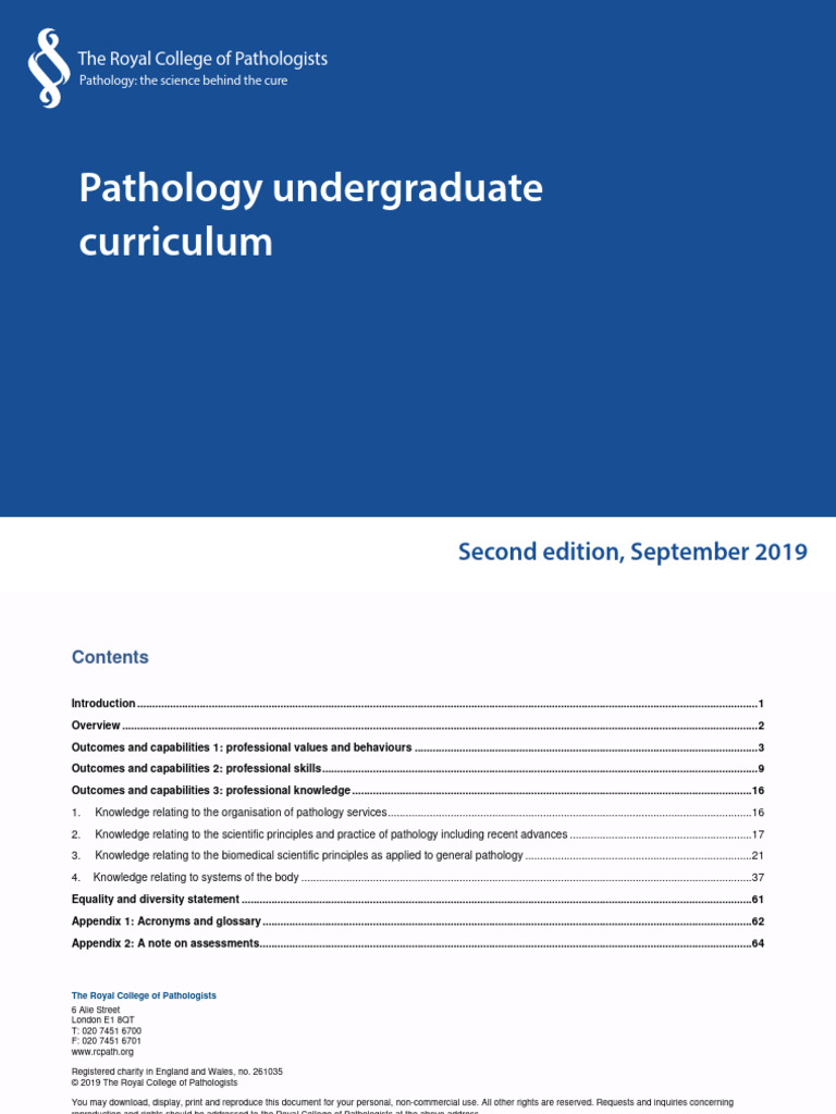 Pathology Undergraduate Curriculum | PDF | Inflammation | Pathology