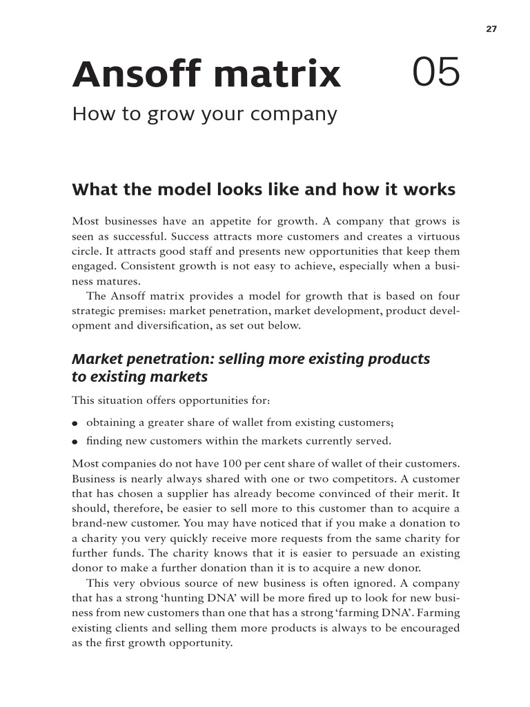 Ansoff Matrix: Strategies for Growth | PDF | The Coca Cola Company | Brand