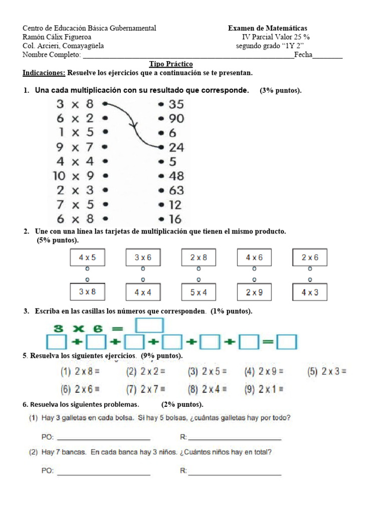 Examen de Matemáticas IV PARCIAL Segundo GRADO 2023 | PDF