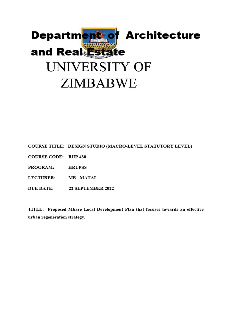 Mbare Urban Regeneration Plan Proposal | PDF | Qualitative Research ...