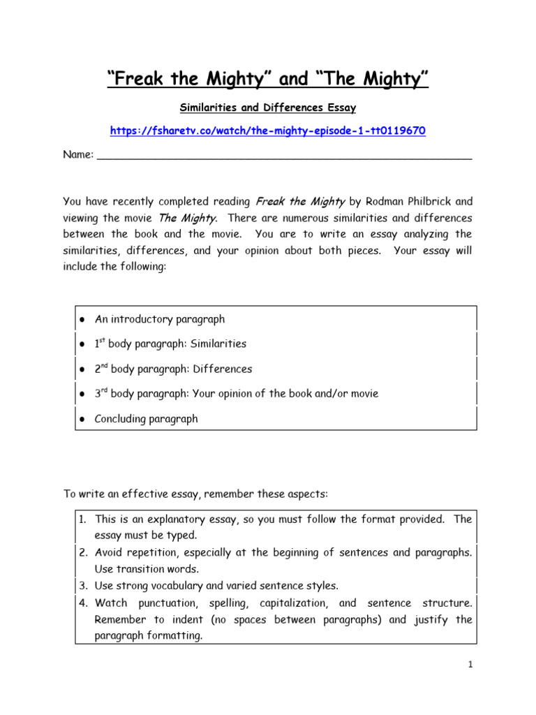 FTM and The Mighty Essay Assignment | PDF | Paragraph | Essays