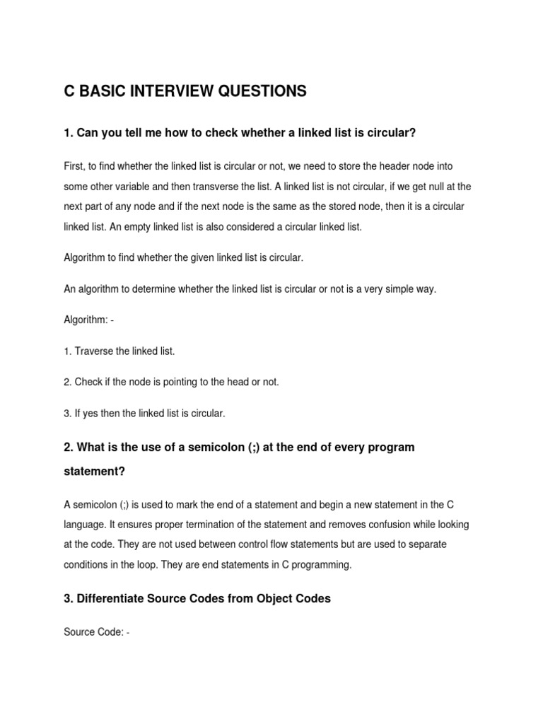 C Interview Questions Pdf Pointer Computer Programming Computer Program