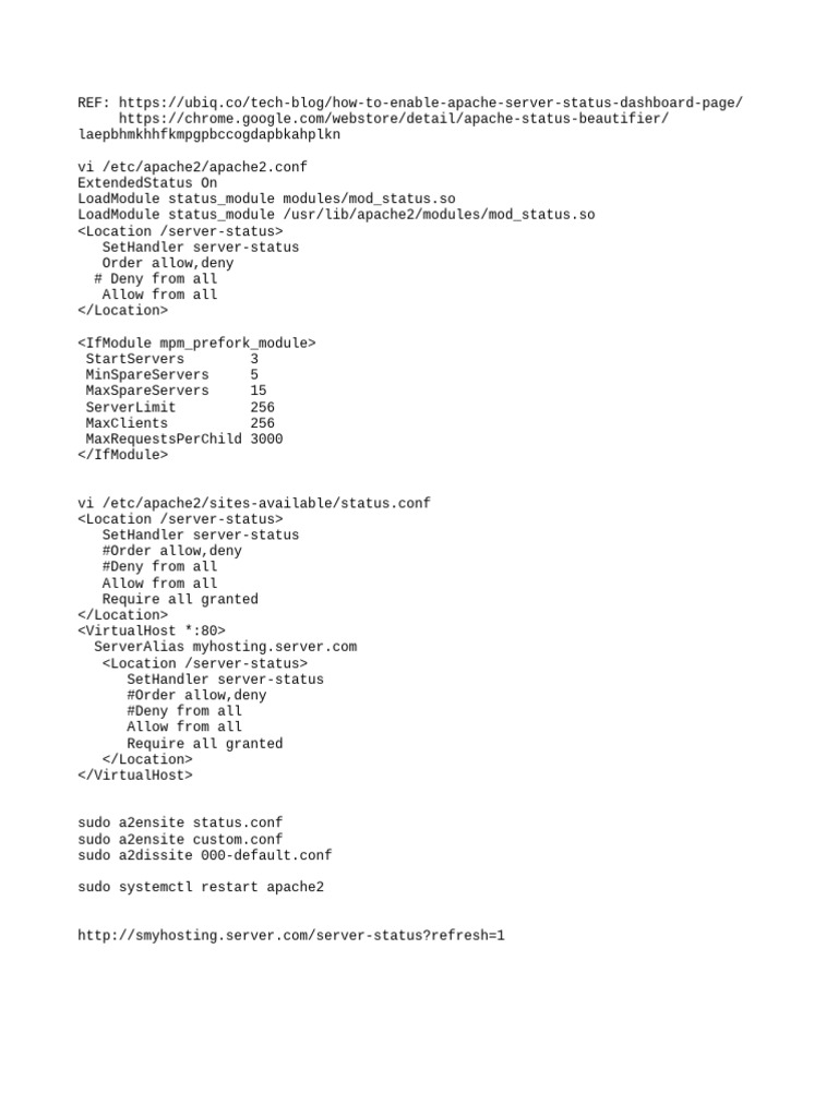 Enabling Server Status | PDF