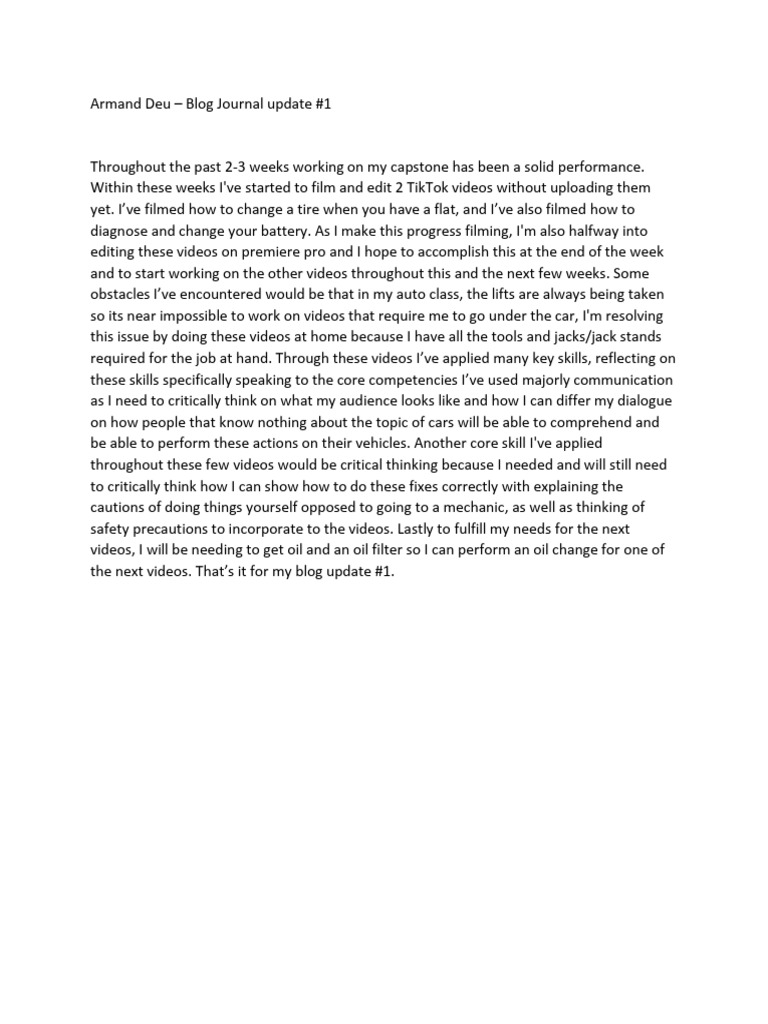 Blog Update 1 Armand | PDF