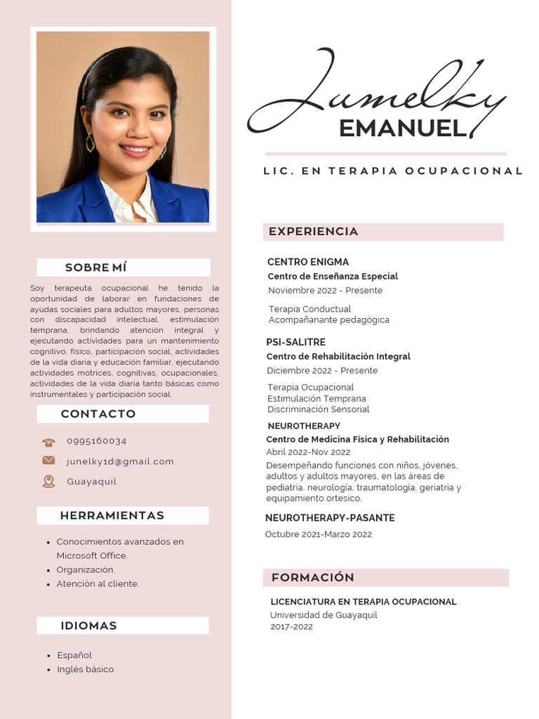 Currículum Vitae-Jumelky Emanue Z | PDF | Terapia ocupacional | Medicina CLINICA
