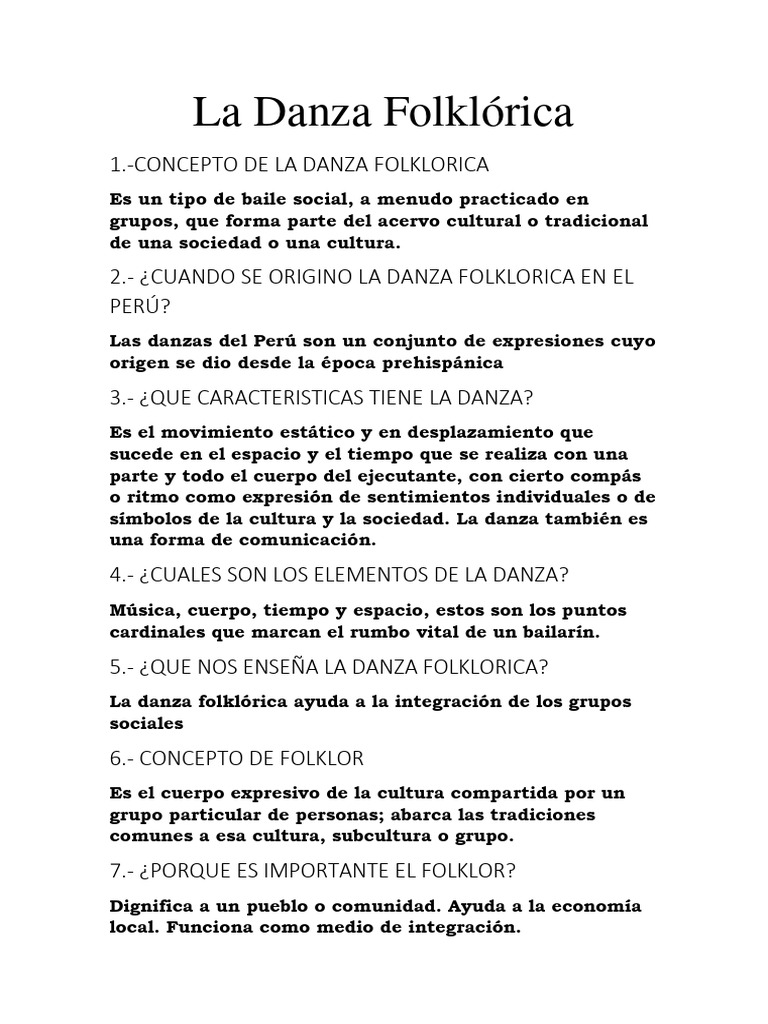 La Danza Folklórica | PDF
