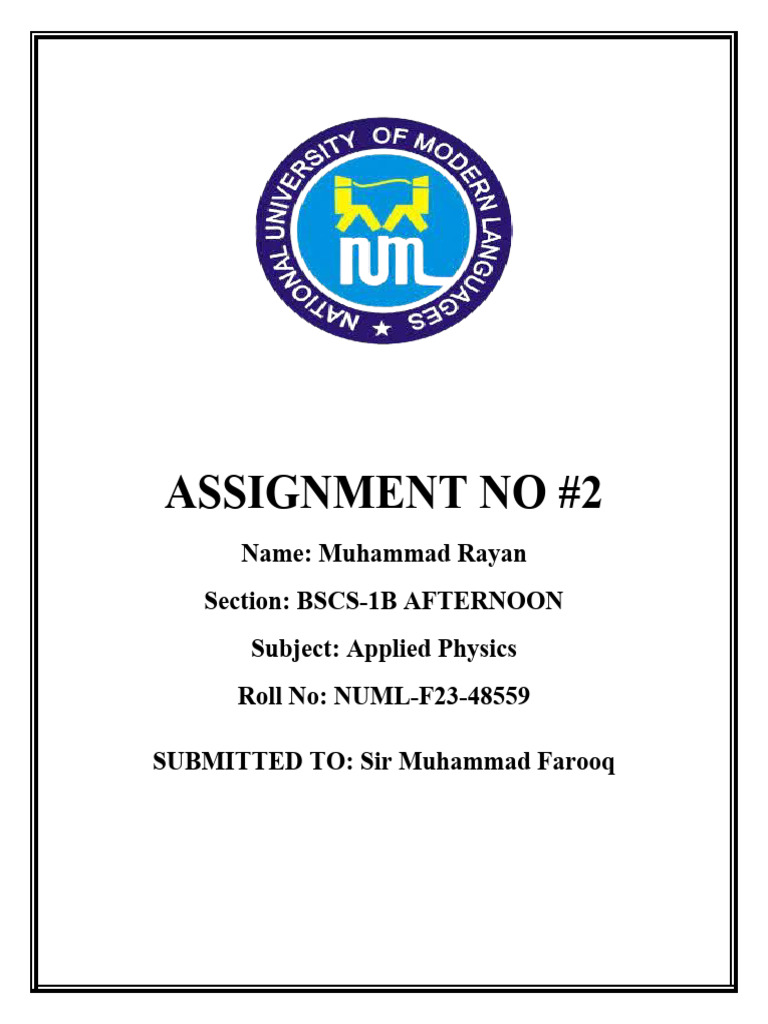 ASSIGNMENT NO 2 Applied Physics. | PDF