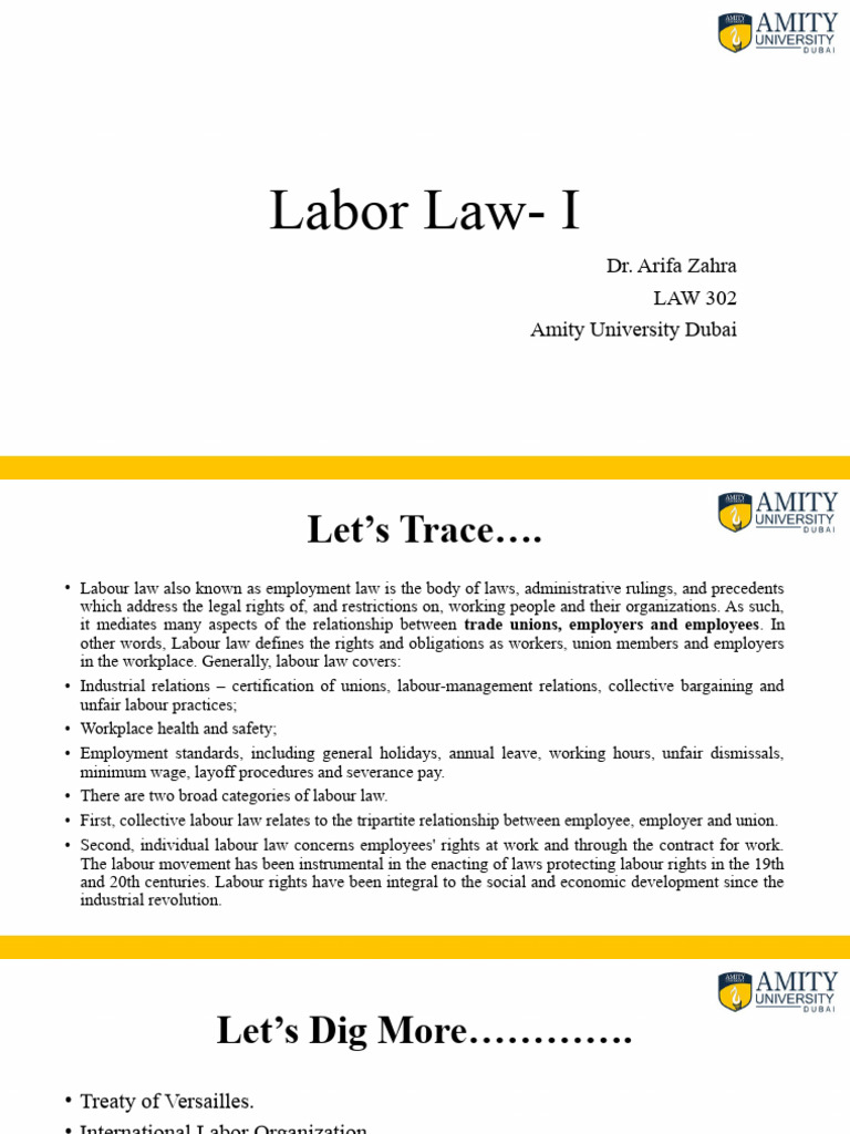 LAW302 Lecture 1 | PDF | Labour Law | Employment