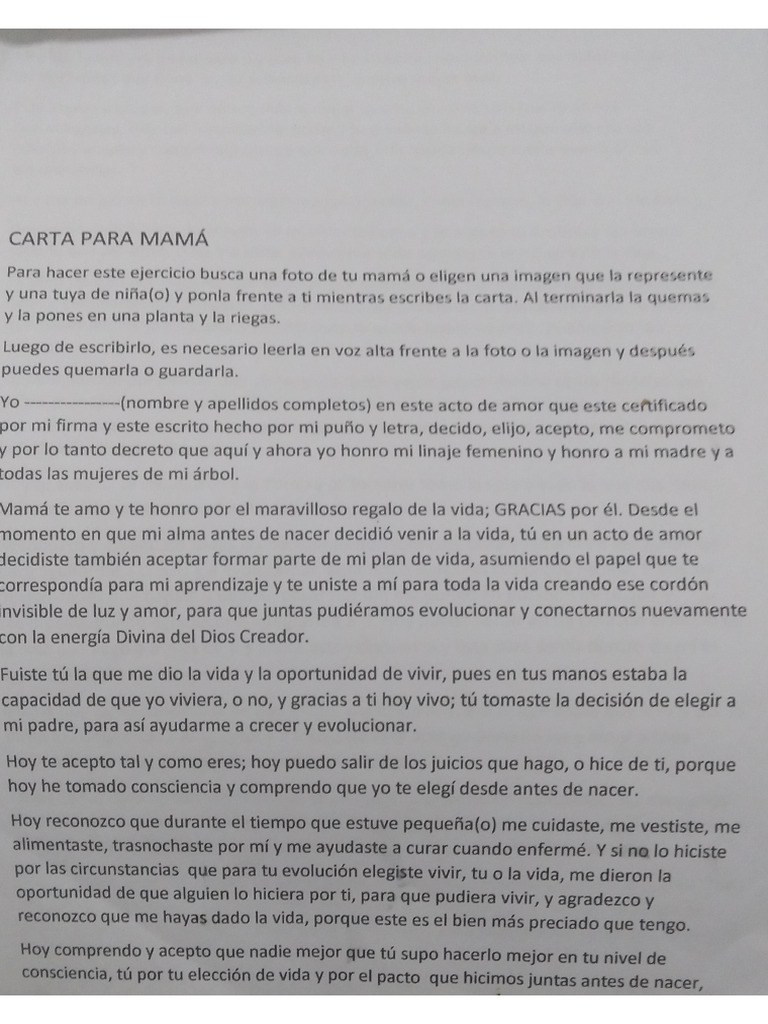Carta Para Mamá Pdf