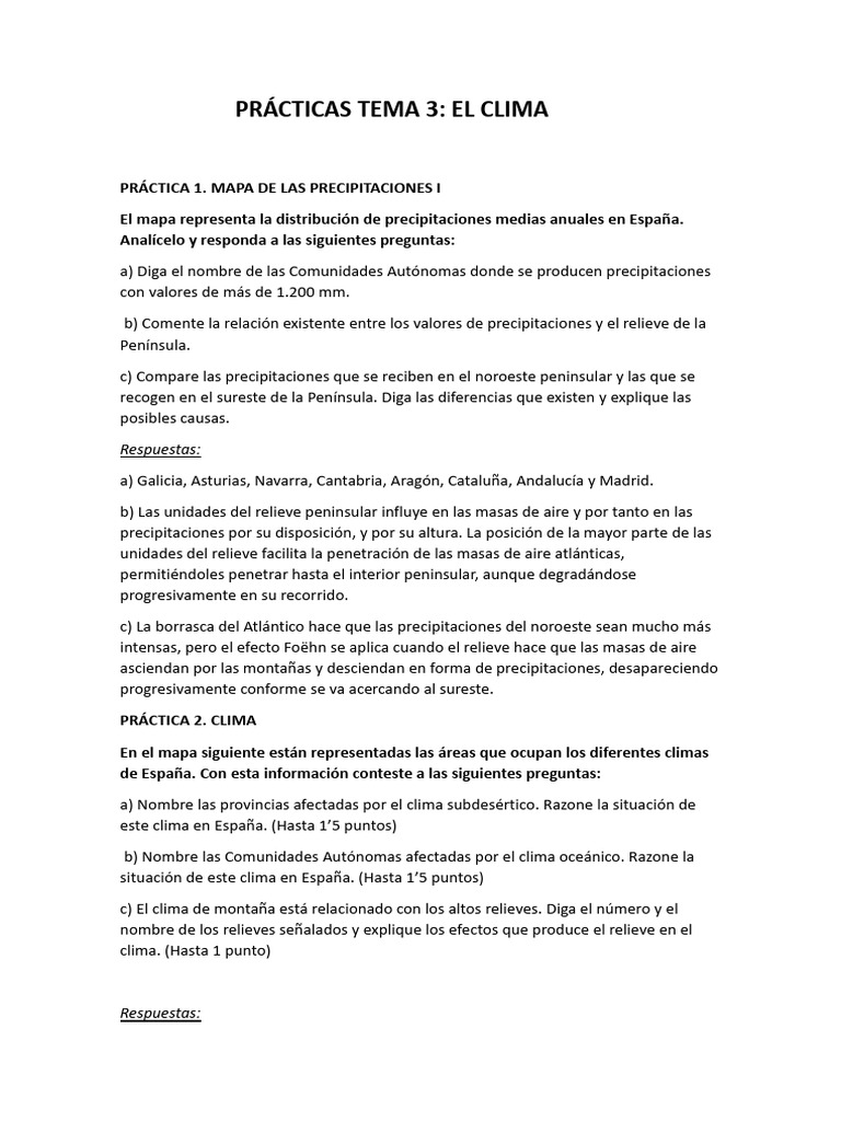 PRÁCTICAS TEMA 3 Climas | PDF | Clima | Herida