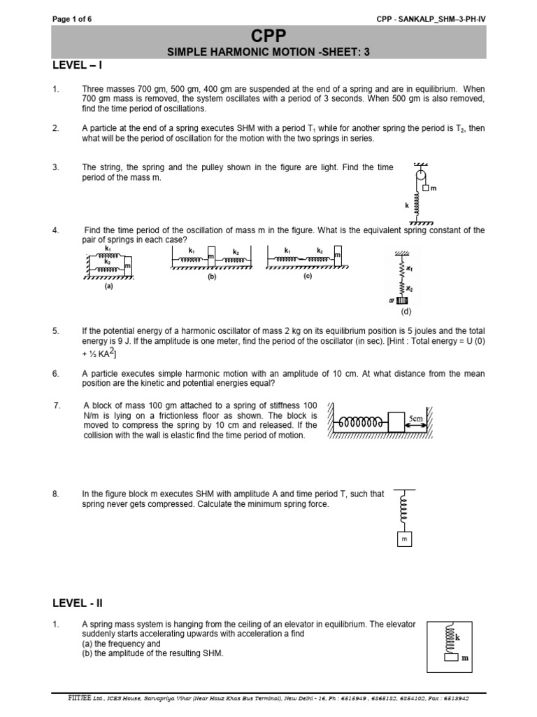 Sankalp - Phase Iv - SHM - 3 | PDF | Oscillation | Quantity