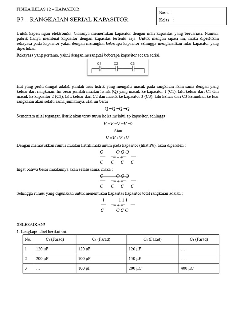 P7 Rangkaian Serial Kapasitor | PDF