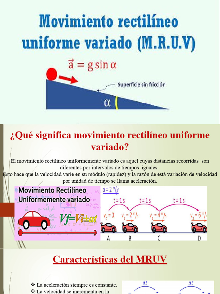 Movimiento Rectilineo Uniforme Variado | PDF | Velocidad | Aceleración