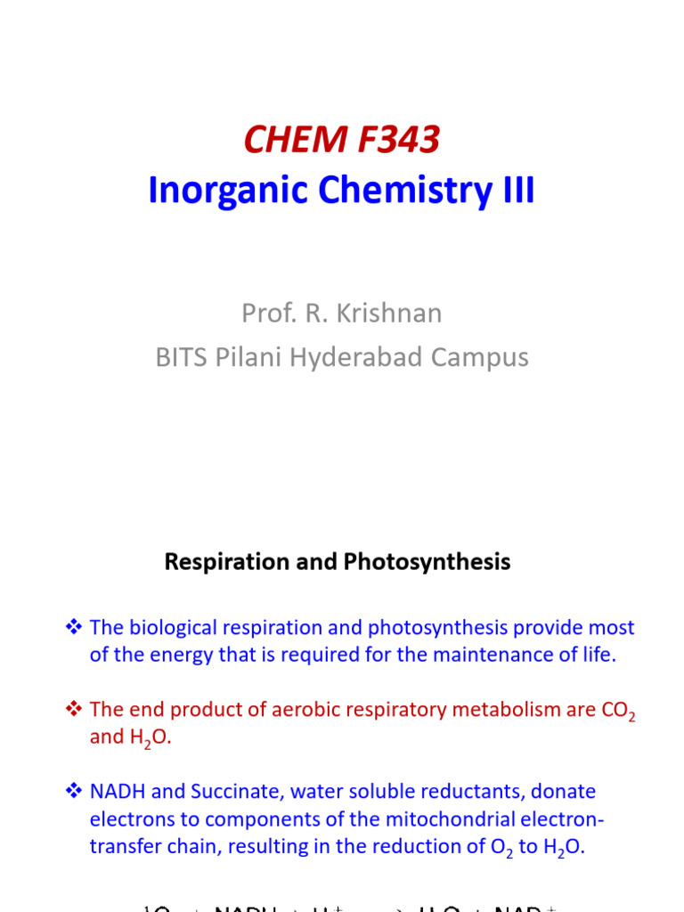 Lecture 38 - CHEM F343 | PDF
