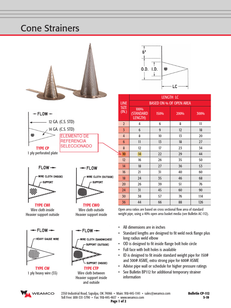Cone Strainers Specifications and Options | PDF | Pipe (Fluid Conveyance) | Mechanical Engineering