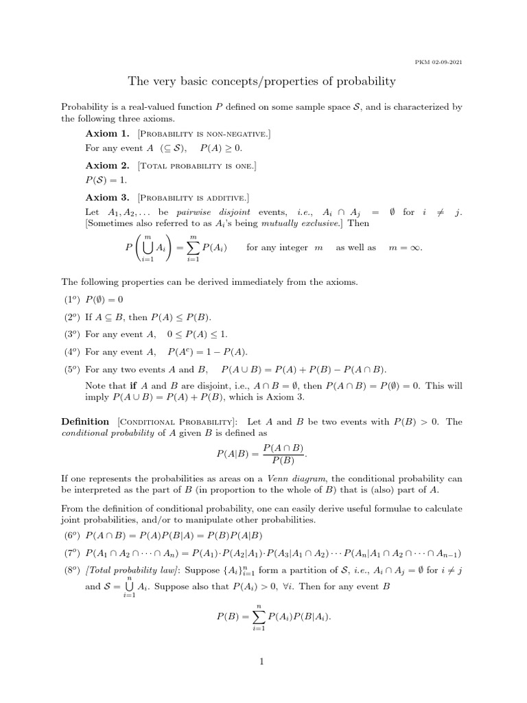 Handout1 Basic Probability Theory | PDF | Probability | Empty Set