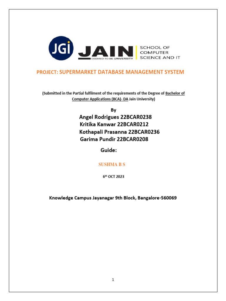 Supermarket Database Management System | PDF | Sales | Databases
