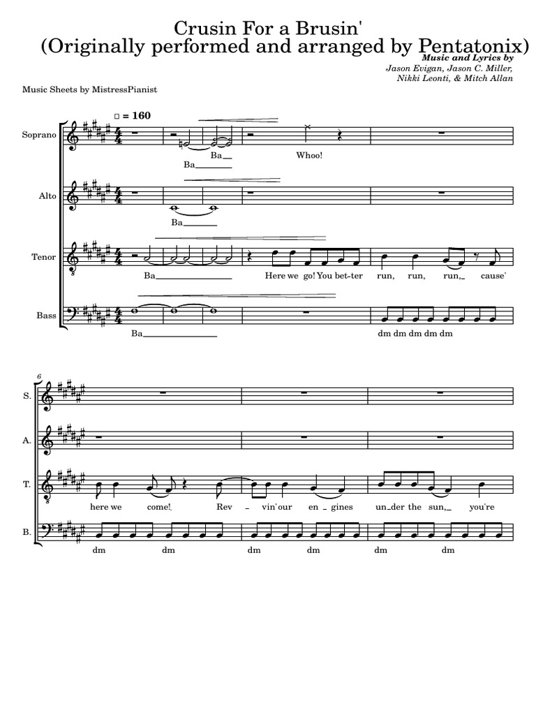 Crusin For a Brusin' Lyrics and Music | PDF | Human Throat | Music Theory
