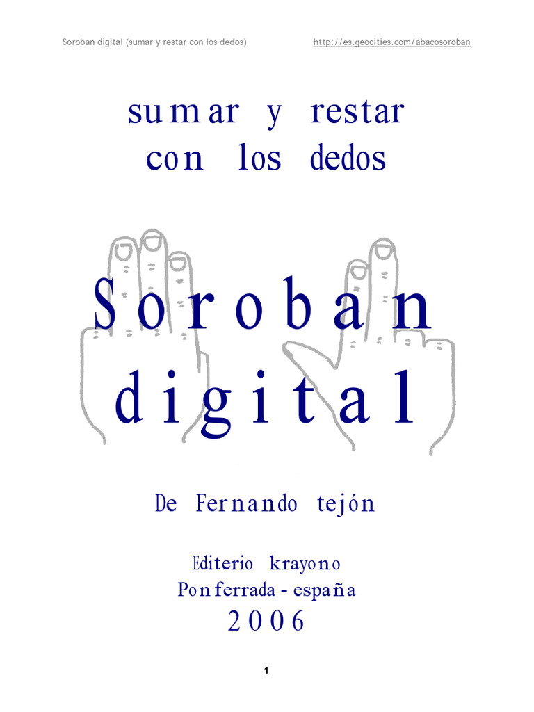 Soroban Digital (Sumar y Restar Con Los Dedos) | Descargar gratis PDF | Sustracción