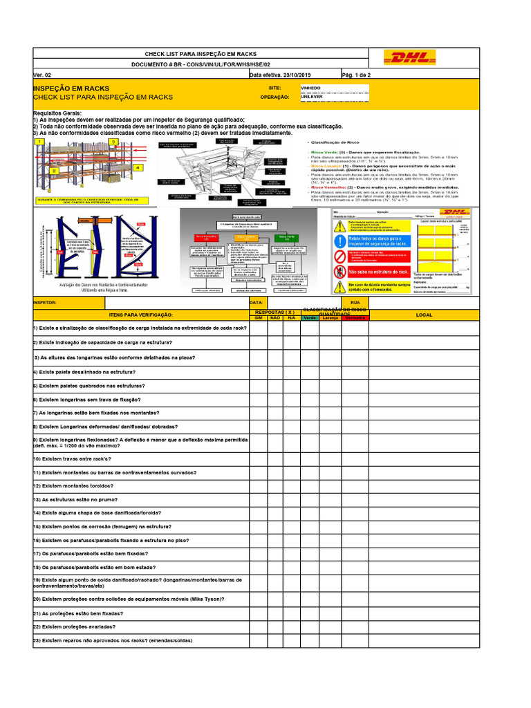 # BR Cons Pa Ul For WHS Hse 021 Check List para Inspeção em Racks ...