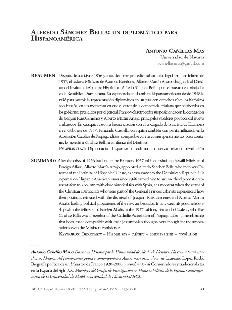 Alfredo Sánchez Bella, Mundo Hispánico 1948 A 1977 | PDF | España | Cuba