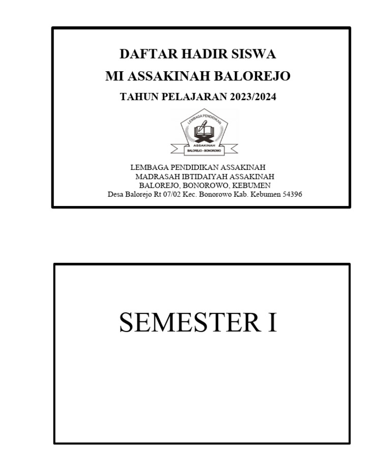 Cover Daftar Hadir Siswa | PDF