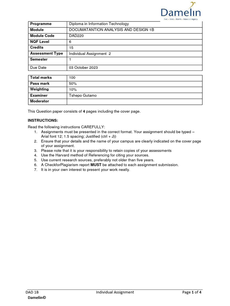 Documentation, Analysis and Design Assignment 2 | PDF | Databases | Information Science