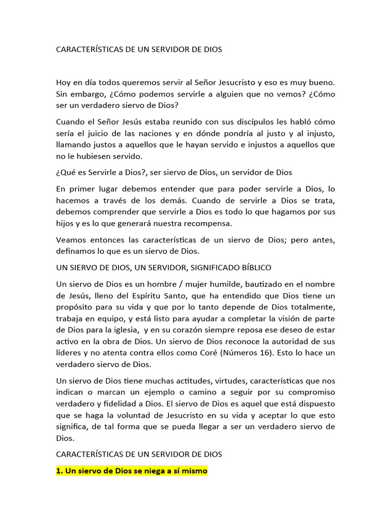Características de Un Servidor de Dios | Descargar gratis PDF | Dios ...
