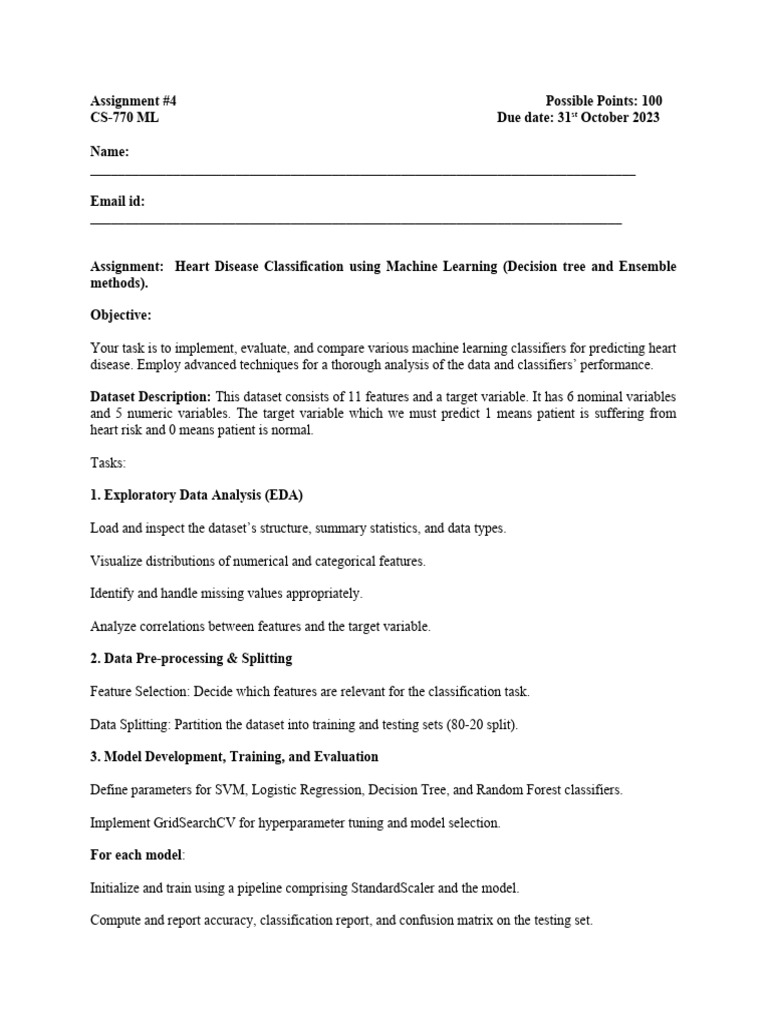 Assignment - #4 - Decision Tree and Ensemble - Final | PDF | Statistical Classification ...