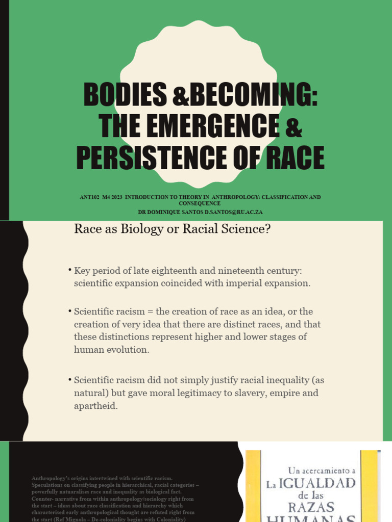 Week 3 Emergence Persistence Of Race Pdf Race Human Categorization Racism